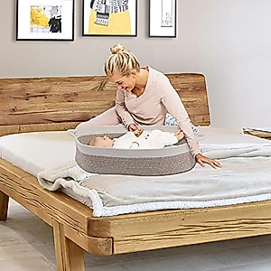 Baby Changing Basket - Moses Basket Boho Nursery Decor Cotton Rope Changing Table Topper with Thick Cotton Foam Pad and Removable Waterproof Bamboo Mattress Cover