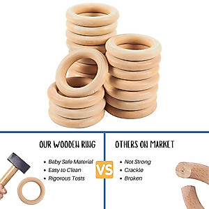 Baby Teething Toys, Silicone Chewable Teethers with Wooden Ring for Soothing Babies Gums, Rudder Chewers Shower Gift for lnfants & Toddlers, 3+ Months (6 Directions, Gray)