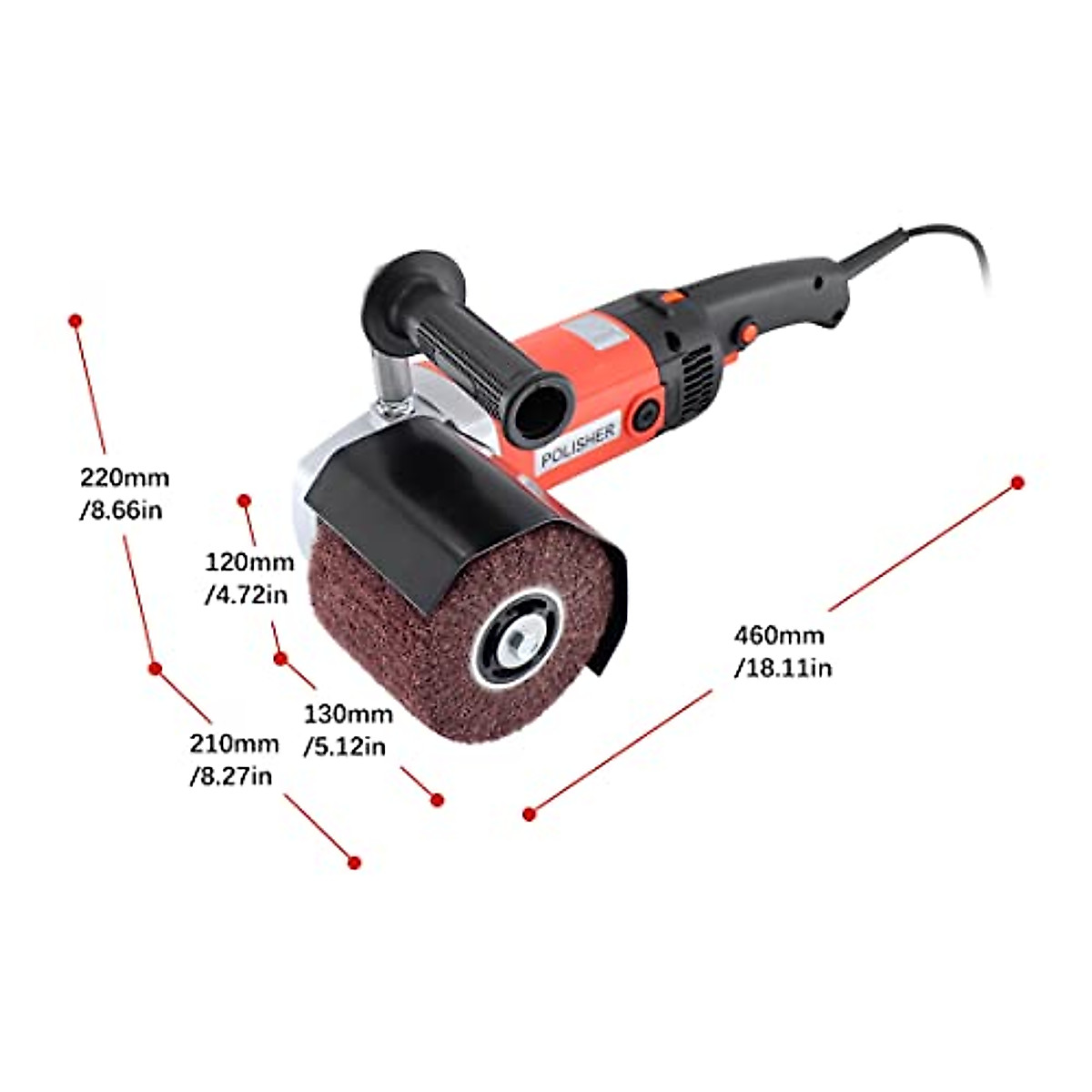 Handheld 1400W Metal Burnishing Machine,Electric Sander Polisher for Wood Stainless Steel Polishing with One Wheel,8 Variable Speed,Lock Switch,Auxiliary Handle(UL Certified)