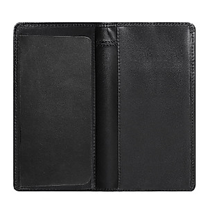 LLi Cufite Italian Calfskin Genuine Leather Checkbook Cover Deluxe Minimalist with Plastic Insert Flap Pen Loop & Strap for Men Women