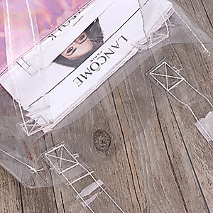 Women Hologram Tote Clear Beach Transparent Bag for Holographic Chic Purses Handbag Shoulder Pink Pvc