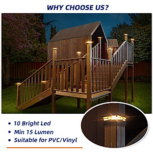 APONUO Solar Post Cap Lights,2 Pack 2-Modes Bright 4x4 Post Solar Lights Auto On Off,Outdoor Waterproof Garden Patio Fence Deck Patio Decor for Fence Deck Post Caps 4x4 6x6 Wood,4x4 Vinyl