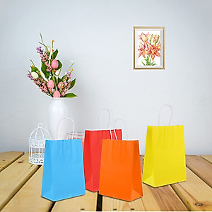 XPCARE 100 Pieces Paper Gift Bags, Kraft Paper Party Favor Bags Bulk with Handles for Kids Birthday, Baby Shower, Crafts, Wedding, Party Supplies (6 Colors)…