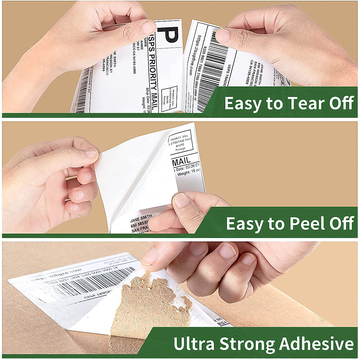 Phomemo Bluetooth Thermal Label Printer, Shipping Label - 4" x 6" Fan-Fold Labels, 500 pcs