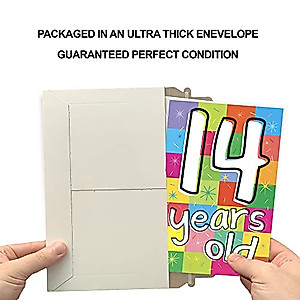 Happy 14th Birthday Card | Made in America | Eco-Friendly | Thick Card Stock with Premium Envelope 5in x 7.75in | Packaged in Protective Mailer | Prime Greetings