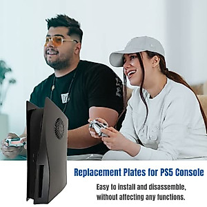 Disc Edition Face Plates with Cooling Vents Cover Skins Shell Panels for PS5 Console, Accessories for Playstation 5 Protective Shell Replacement Faceplate (Black)