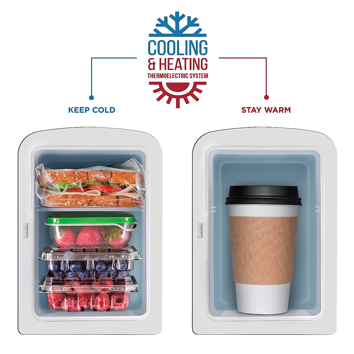 Chefman Mini Portable White Personal Fridge Cools Or Heats & Provides Compact Storage For Skincare, Snacks & Medela Breastmilk Storage Bags, 50 Count (Pack of 1)