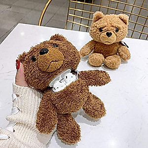 Guppy for AirPods Pro Case Girls 3D Cartoon Cute Teddy Bear Doll Plush Fluffy Warm Carrying Case Soft Protective AirPod Pro Case Cover Accessories for Airpods Pro 2019