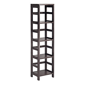 Winsome Wood Capri Wood 4 Section Storage Shelf with 4 Black Fabric Foldable Baskets