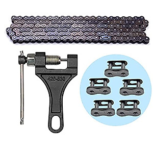 420 Motorcycle Chain - 420 Standard Roller Chain 132 Link + Chain Breaker for 110cc 125cc Dirt Pit Bike ATV Quad Go Kart Scooter Mini Bike