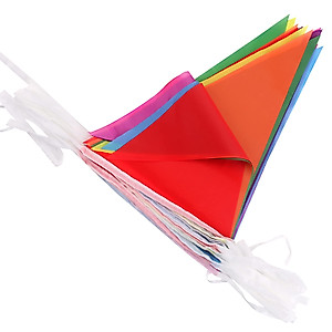 Reusable Pennant Banner, 30 Foot Rainbow String Flags, Kids Birthday Party Decoration, Carnivals, Indoor and Outdoor Events