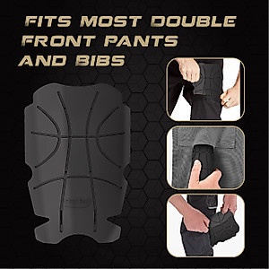 Hmyl Easy Knee Pad Inserts for Work Pants/Bibs, Uniforms, and Tactical Pants, Breathable Knee Pads Inserts for Construction, Flooring, and Garage, Black, 11.5''×7.9''×0.45'' 1 Pair