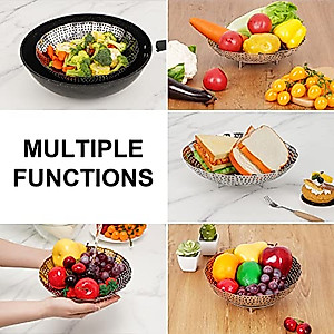 Elyum Vegetable Steamer Basket Stainless Steel Vegetable Steamer for Cooking Foldable Expandable Steamer Basket Insert with Removable Center Handle Adjustable Sizes to Fit Various Pots (5.2" to 8.6")