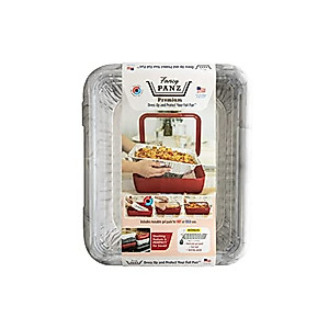 Fancy Panz Premium Dress Up & Protect Your Foil Pan, Made in USA. Hot/Cold Gel Pack, One Half Sized Foil Pan & Serving Spoon Included. Stackable for easy travel. (Marble)