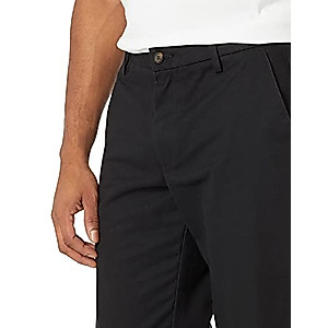 Amazon Essentials Men's Straight-Fit Wrinkle-Resistant Flat-Front Chino Pant, Black, 29W x 32L