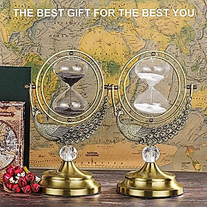 Sand Timer Hourglass Clock 60 Minute with Brass Peacock Frame & Crystal,SuLiao Antiguo Reloj De Arena 1 Hora,Metal Large Watch One Hour Glass Sand Watch for Gifts Home Office Desk Decor