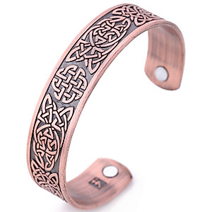 My Shape Classic Irish Celtic Knot Bracelet Antique Celtic Knot Cuff Bangle Irish Pattern Jewelry (Antique Copper)