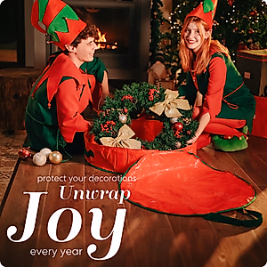 Handy Laundry, Christmas Wreath Storage Bag - Durable, Tarp Material, Zipper, Sturdy Carry Handles, Pest Protection - Ideal Home, Garage Organization for Seasonal Holiday Wreath Decorations (24")