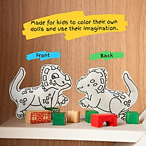 Kiboo Kids Dinosaur Toys for Coloring - T-Rex and Triceratops, Cotton Canvas, Washable Markers Included, Sustainable Toys, Educational Arts & Crafts for Parents, Grandparents, Gifts for Preschoolers