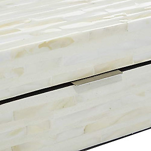 Deco 79 Mother of Pearl Handmade Box with Hinged Lid, Set of 2 12", 8"W, White