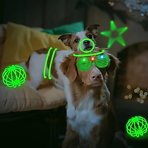 YOFOBU 115 PCS Glow in the Dark Party Supplies,100PCS Green Glow Stick Necklaces Bracelets Bulk,15PCS July 4th LED Glasses,LED Light Up Toy for Mother's Day July 4th Christmas Wedding Birthday