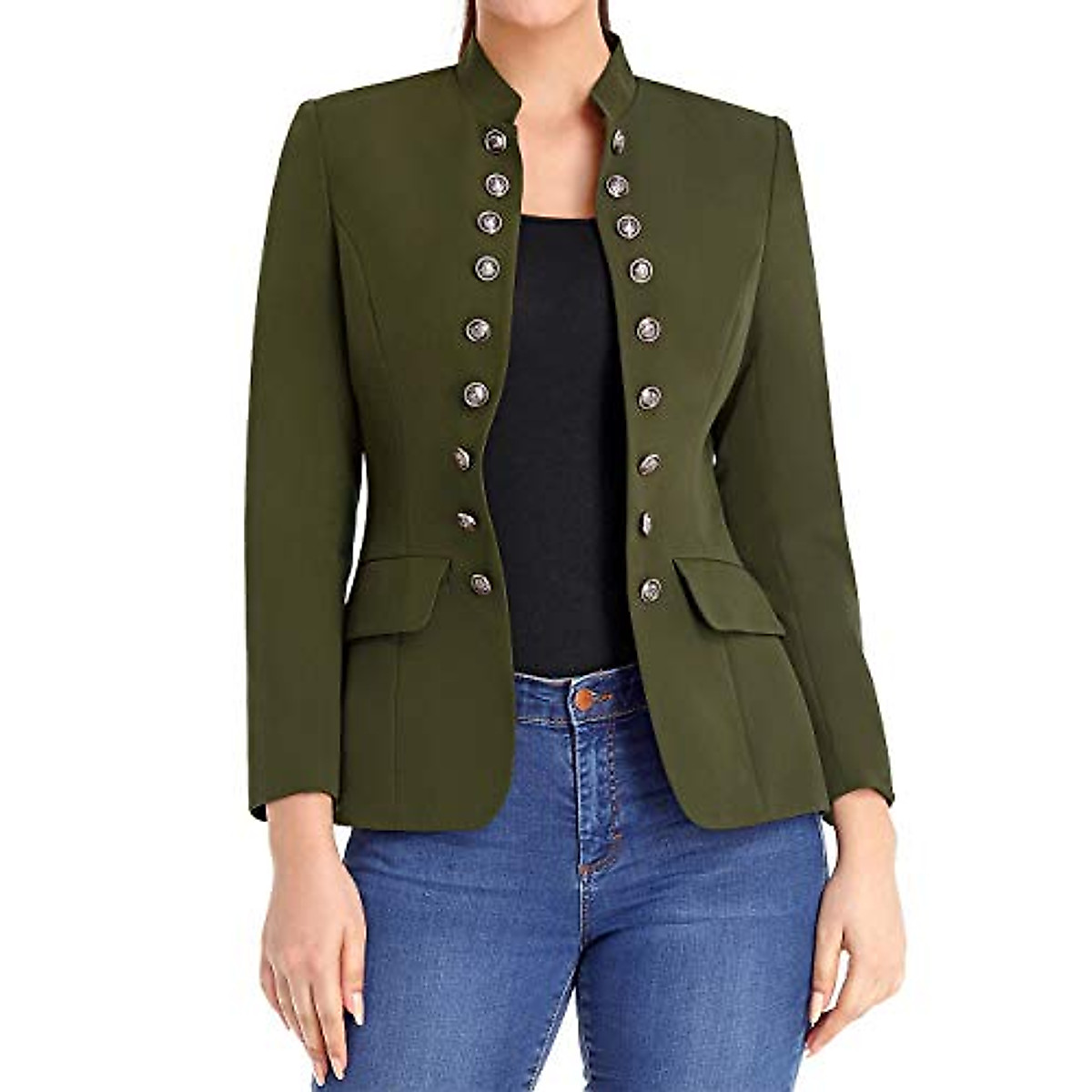 luvamia Mujer Chaqueta Blazer Jackets for Women Blazer Jacket Blazer Womens Suit Jackets and Blazers Blazers for Women Business Casual Army Green Size X-Large
