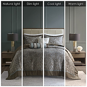 Madison Park Aubrey Reversible Quilted Bedspread Set, Solid Reverse Summer Breathable, Lightweight All Season Bedding Layer, Matching Shams, Bedspread King(120"x118"), Blue 5 Piece