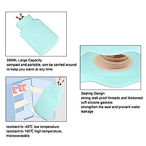 Silicone Hot Water Bottle, Beautiful Microwave Heating, Explosionproof, High Temperature Resistant, Hot Compress Hot Water Bottle (Blue)