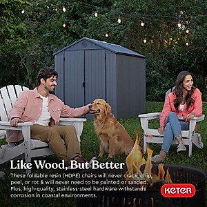 Keter Willoughby Folding Adirondack Chair with Weatherproof Finish, Outdoor Furniture for Entertaining by The Pool, Patio, and Fire Pit, Easy Assembly for Sturdy and Steady Outdoor Seating, White