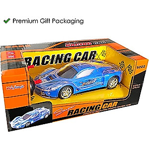 Haktoys Remote Control Light Up Cars 2-Pack Upgraded 2.4GHz RC Racing Sports Cars 1:24 Scale Radio Controlled Toy Vehicles with Bright and Colorful Flashing Lights - Two Players Can Play Together