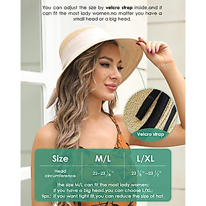 UWILL Cute Sun Hat Womens Wide Brim Foldable Straw Hats Beach Sun Hats for Women Floppy Summer Hats UPF 50+ (as1, Alpha, m, l, Beige) 1
