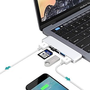 Jiali USB-C Hub Converter 5 in 1 Multi-Function Aluminium Alloy 5Gbps Transfer Rate USB-C/Type-C HUB Adapter with 3 USB 3.0 Ports & SD Card Slot & TF Card Slot for MacBook 2015/2016 / 2017(Grey)