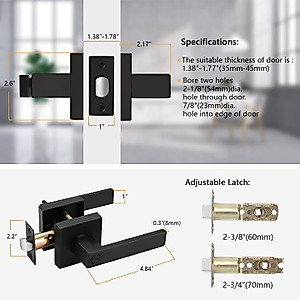 Probrico 6 Pack Matte Black Door Handles Heavy Duty Flat Square Privacy Interior Door Levers for Bedroom & Bathroom, Keyless Interior Handles for Left &Right Handled Doors