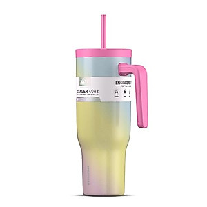 Hydrapeak Voyager 40 Oz Stainless Steel Tumbler with Handle, Insulated Water Bottle With Straw & Lid, Cupholder Friendly Reusable Travel Mug (Swirl)