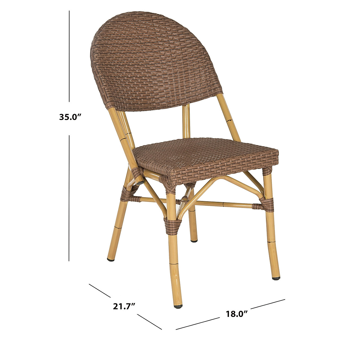 SAFAVIEH Home Collection Barrow Indoor/Outdoor, Set of 2, Brown Stacking Side Chair, 0