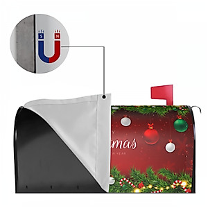 Merry Christmas Mailbox Cover Standard Size Red Christmas Tree Magnetic Mailbox Covers Winter Holiday Large Post Letter Box Covers Garden Yard Home Decor for Outside 21" x18"