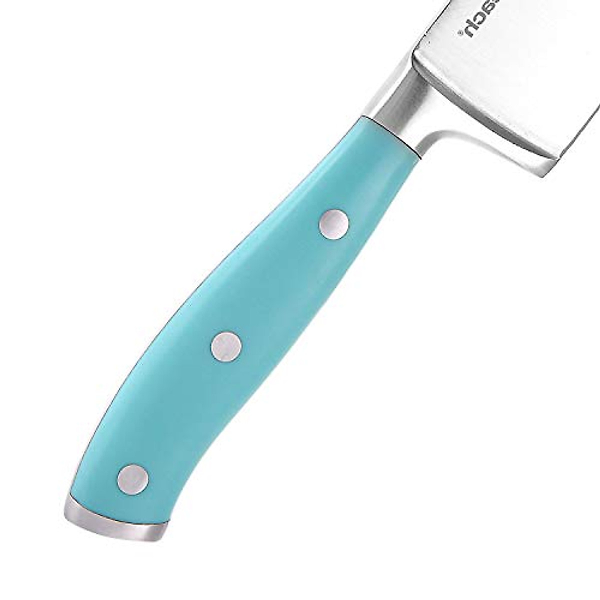 Hamilton Beach 14-Piece Kitchen Knife Cutlery Set, Aqua Blue Handles, Sharp Stainless Steel, Wood Block with Chef's, Santoku, Bread, Steak, Paring, Utility Knives, and Scissors