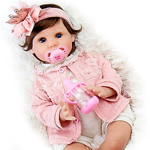 Milidool Reborn Baby Dolls Girl, 22 inch Lifelike Realistic Baby Girl Doll That Look Real Baby Doll Silicone Newborn Baby Doll Packaged with Feeding Toy Accessories Set,Gift for Grandma and Kids 3+
