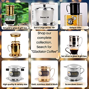 Vietnamese Coffee Maker Filter Set | French Press Style Coffee Filters | Pour Over Coffee Dripper | Portable Coffee Makers 1 Cup | Single Serve Coffee Maker | Reusable Coffee Press | Medium 8oz (1)