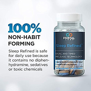Primal Labs Sleep Refined Time-Release Tablets. Supports Deep, Restful Sleep. Extra Strength Sleep Aid Helps You Fall Asleep & Helps Keep You Asleep. Contains Melatonin, L-Theanine & Venetron