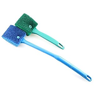 LQ Industrial 2PCS Fish Tank Cleaning Brush 2 Colors Aquarium Fish Tank Double Sided Cleaning Sponge Brush