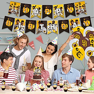 Baseball Team of San-Diego Birthday Party Decorations, Baseball Theme Party Supplies with Happy Birthday Banner, Cake Topper, Cupcake Toppers, Balloons for Kids Adults Birthday Party Favors