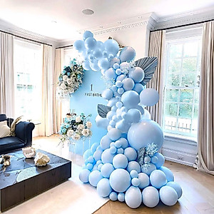 KOZEE Dusty Blue Balloons Double-Stuffed light blue balloon Different sizes 63 PACK 18+12+10+5 inch 2-layers balloon for Birthday Boby baby shower Anniversary decorations