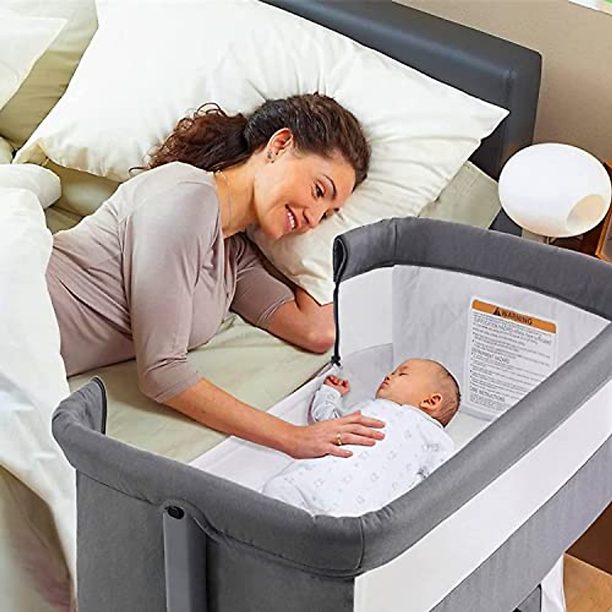 nordmiex Baby Crib,3 in 1 Bassinet for Baby,Bedside Sleeper Bedside Baby bassinets Crib for Newborn,Adjustable Portable Baby Bed for Infant/Baby,Gray