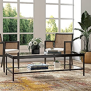 Henn&Hart 54" Wide Rectangular Rectangular Coffee Table in Blackened Bronze, Modern Rectangular Coffee Tables for living room, studio apartment essentials