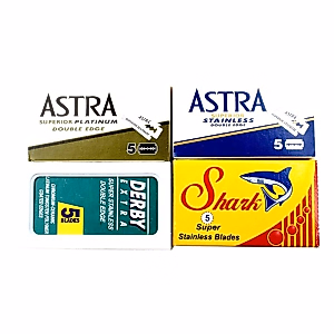Astra-Derby-Shark Double Edge Razor Blades Sampler, 20 Blades