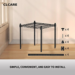 CLCARE Stacking Shelf Adjustable, Stackable & Expandable, Heavy Duty Storage Shelving Unit, Cabinet Organizer Shelf (Black-1-tier)