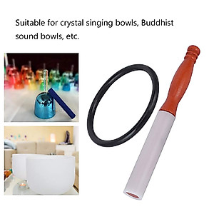 Singing Bowl Mallet,Rubber O-rings Rod Wooden Handle Stick for Crystal Sound Bowls Accessories Performance Accessory