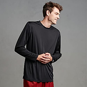 Russell Athletic Men's Standard Long Sleeve Performance Tee, Black, Large