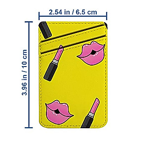 Diascia Pack of 2 - Cellphone Stick on Leather Cardholder ( Female Lips Mouth Kiss Pomade Pattern Pattern ) ID Credit Card Pouch Wallet Pocket Sleeve